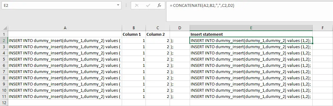 How To Use Excel Spreadsheet To Generate SQL Statements Techtown